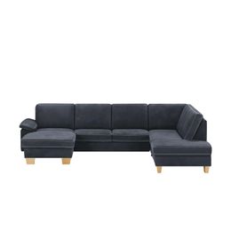 meinSofa Wohnlandschaft Leder Samu ¦ blau ¦ Maße (cm): B: 316 H: 90 T