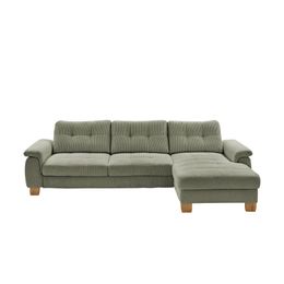 meinSofa Ecksofa aus Cord Suna ¦ grün ¦ Maße (cm): B: 316 H: 86 T: 1