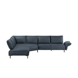 W.Schillig Ecksofa aus Echtleder Bonnie ¦ blau ¦ Maße (cm): B: 341 H: