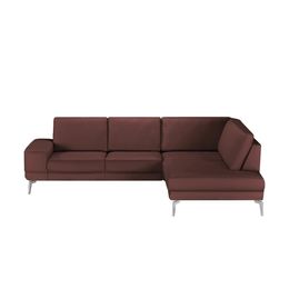 meinSofa Ecksofa aus Leder Dana ¦ rot ¦ Maße (cm): B: 269 H: 86 T: 22