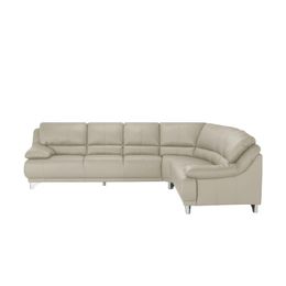 Höffner Ecksofa aus Echtleder Maranello ¦ grau ¦ Maße (cm): B: 295 H: 87 T: