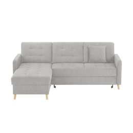 Höffner Ecksofa mit Schlaffunktion Venus ¦ grau ¦ Maße (cm): B: 222 H: 87 T: