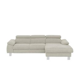 U.N.O uno Ecksofa aus Velours Micky ¦ creme ¦ Maße (cm): B: 244 H: 72 T: 16