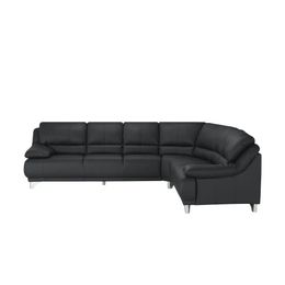 Höffner Ecksofa aus Echtleder Maranello ¦ schwarz ¦ Maße (cm): B: 295 H: 87