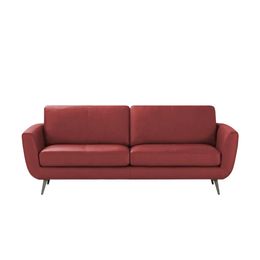 Soho Ledersofa Smilla ¦ rot ¦ Maße (cm): B: 217 H: 85 T: 93