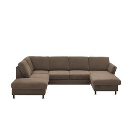 meinSofa Wohnlandschaft aus Flachgewebe Veit ¦ braun ¦ Maße (cm): B: