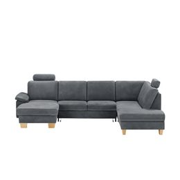 meinSofa Wohnlandschaft Leder Samu ¦ grau ¦ Maße (cm): B: 316 H: 90 T