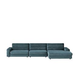 Höffner Ecksofa Samt Scarlatti ¦ blau ¦ Maße (cm): B: 416 H: 83 T: 205