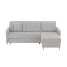 Höffner Ecksofa mit Schlaffunktion Venus ¦ grau ¦ Maße (cm): B: 222 H: 87 T: