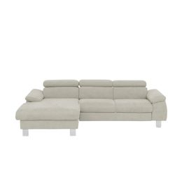 U.N.O uno Ecksofa aus Velours Micky ¦ creme ¦ Maße (cm): B: 166 H: 72 T: 24