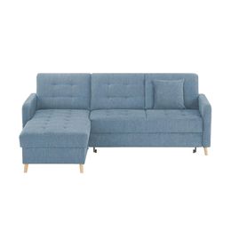 Höffner Ecksofa mit Schlaffunktion Venus ¦ blau ¦ Maße (cm): B: 222 H: 87 T: