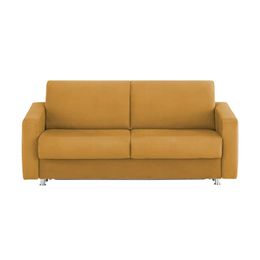 Höffner Schlafsofa aus Mikrofaser München ¦ gelb ¦ Maße (cm): B: 195 H: 84 T: