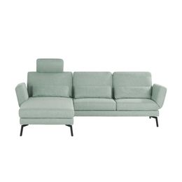 Höffner Ecksofa mit Funktion Twister ¦ grün ¦ Maße (cm): B: 275 H: 93 T: 191