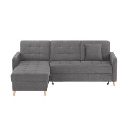 Höffner Ecksofa mit Schlaffunktion Venus ¦ grau ¦ Maße (cm): B: 222 H: 87 T: