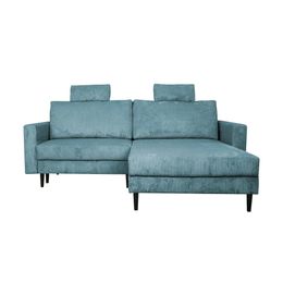 U.N.O uno Ecksofa trendiger Cordstoff Livorno ¦ blau ¦ Maße (cm): B: 221 H: