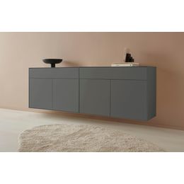 Sideboard LeGer Home by Lena Gercke "Essentials" Sideboards Gr. B/H/T: 224 cm x 74 cm x 42 cm, 2 St., grau (anthrazit) Breite: 224cm, MDF lackiert, Push-to-open-Funktion