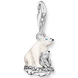 Charm-Einhänger Thomas Sabo "Eisbären, 1911-691-7" Charms bunt (silberfarben-weiß + weiß) Damen mit Zirkonia (synth.)