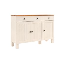 Anrichte Home Affaire "Alby2", gelb (weiß, honigfarben), B:125cm H:85cm T:38cm, FSC-zertifiziertes Massivholz, Sideboards, Mit 3 Türen, 3 Schubkästen und Metallgriffe, Breite 125 cm