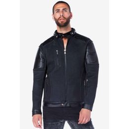 Cipo & Baxx Outdoorjacke CIPO & BAXX Gr. XL, schwarz Herren Jacken mit stylischem Ärmelbesatz