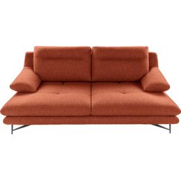 2,5-Sitzer Calia italia "Cezanne, elegant und bequem, aufwendige Detailverarbeitung", rot (49 rosso), B:195cm H:90cm T:109cm, Sofas, im Strukturbezug, wahlweise mit Sitztiefenverstellung