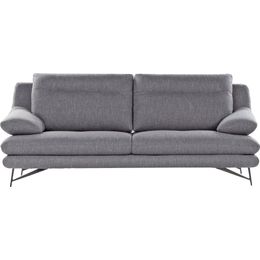 2,5-Sitzer Calia italia "Cezanne, elegant und bequem, aufwendige Detailverarbeitung", grau (26 grigio), B:195cm H:90cm T:96cm, Sofas, im Strukturbezug, wahlweise mit Sitztiefenverstellung