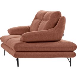 2,5-Sitzer Calia italia "Cezanne, elegant und bequem, aufwendige Detailverarbeitung", rot (49 rosso), B:195cm H:90cm T:96cm, Sofas, im Strukturbezug, wahlweise mit Sitztiefenverstellung