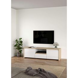 TV-Board Inosign "Next TV-Möbel, Mediamöbel" Sideboards Gr. B/H/T: 178,6 cm x 51,8 cm x 48,1 cm, 1 St., braun (jackson hickory, weiß hochglanz) 2 Türen, 1 Schublade, Breite 178 cm, Höhe 52 cm