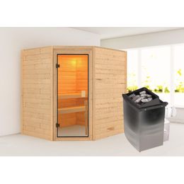 Welltime Sauna "Trixi" Saunen besonders stabile nordische Fichte, für bis zu 3 Personen Gr. Saunaofen, integrierte Steuerung, 9 kW, beige (naturbelassen)