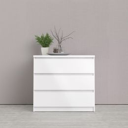 Kommode Inosign "Naia", weiß (weiß, hochglanz), B:77cm H:70,1cm T:50cm, Spanplatte, Sideboards, abgerundete Schubladenkanten auf Metallgleiter, Breite 77 cm