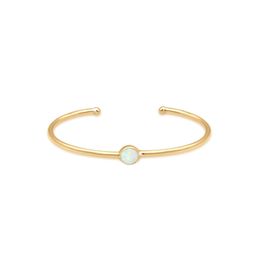 Armreif Elli "Armreif Bangle Synthetischer Opal Trend 925 Silber" Armbänder Gr. 16cm, mit Stein, Silber 925 (Sterlingsilber), goldfarben (gold + weiß) Damen