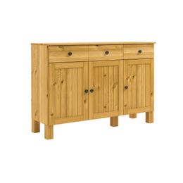 Anrichte Home Affaire "Alby2", beige (natur gebeizt, gewachst), B:125cm H:85cm T:38cm, FSC-zertifiziertes Massivholz, Sideboards, Mit 3 Türen, 3 Schubkästen und Metallgriffe, Breite 125 cm