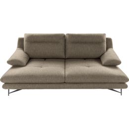 2,5-Sitzer Calia italia "Cezanne, elegant und bequem, aufwendige Detailverarbeitung", beige (44 beige), B:195cm H:90cm T:109cm, Sofas, im Strukturbezug, wahlweise mit Sitztiefenverstellung