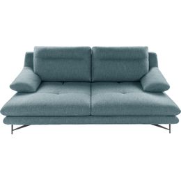2,5-Sitzer Calia italia "Cezanne, elegant und bequem, aufwendige Detailverarbeitung", blau (27 azzurro), B:195cm H:90cm T:109cm, Sofas, im Strukturbezug, wahlweise mit Sitztiefenverstellung