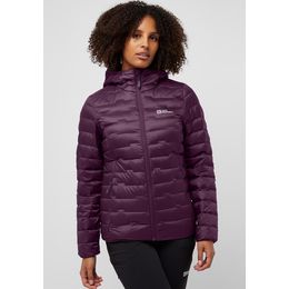 Daunenjacke Jack Wolfskin "PASSAMANI DOWN HOODY W", Damen, Gr. XL (46), lila (midnight, plum), Obermaterial: 100% Polyamid ; Futter: 100% Polyester; Füllung: 90% Entendaunen, 10% Federn, Jacken