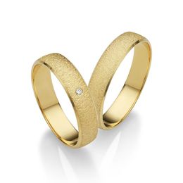 Trauring Firetti "Schmuck Geschenk Gold 375 Hochzeit Ehering "LIEBE"" Fingerringe Gr. 50, ohne Brillant, Gelbgold 375, 4,5 mm, goldfarben (gelbgoldfarben) Made in Germany, wahlweise mit oder ohne Brillant