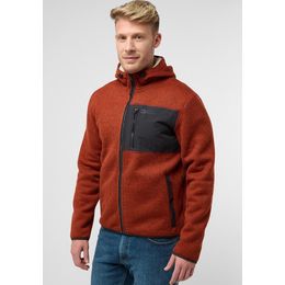 Fleecejacke Jack Wolfskin "KAMINFEUER HOODED JKT M" Gr. L (52), rot (intense-rust) Herren Jacken