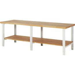 eurokraft pro Werkbank, Baukastensystem Serie 7000, 1 Ablageboden, BxT 2500 x 900 mm