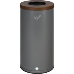 eurokraft basic Wertstoffsammler, Volumen 70 l, einzeln mit Haltering, Deckel braun