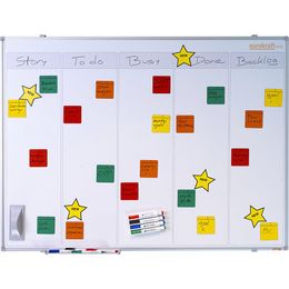 eurokraft basic Taskboard f&uuml;r Scrum und Kanban, lackiert, mit 5 Bahnen, BxH 1200 x 900 mm