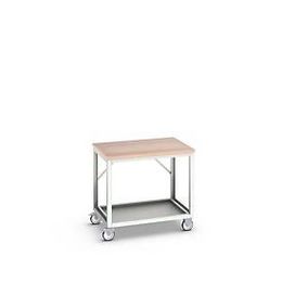 Mobile Werkbank Bott verso, Multiplex-Platte, 1 Ablageboden, mit Querstrebenset, B 1000 x T 800 x H 930 mm, RAL 7035 Lichtgrau