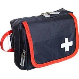 Verbandtasche TRAVEL, inkl. bedarfsgerechter Füllung für unterwegs, B 170 x T 60 x H 120 mm, Nylon, blau-rot