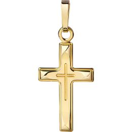 Ketten-Anhänger Firetti "Schmuck Geschenk Gold 585 Halsschmuck Anhänger Kreuz" Schmuckanhänger Gr. Gelbgold 585, 0,47 g, goldfarben (gelbgoldfarben) Damen Made in Germany