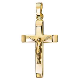 Ketten-Anhänger Firetti "Schmuck Geschenk Gold 333 585 750 Halsschmuck Anhänger Kreuz" Schmuckanhänger Gr. Gelbgold 585, 0,95 g, goldfarben (gelbgoldfarben) Damen Made in Germany