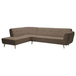 Ecksofa Tom Tailor HOME "New Wave Chic" Sofas Gr. B/H/T: 261 cm x 81 cm x 181 cm, Bouclé SCO, Ottomane links, braun (peanut sco 149) Breite 261 cm, Tiefe 181 cm