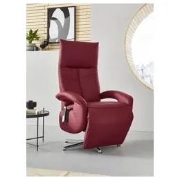 Sit & More TV-Sessel SIT & MORE "Tycoon mit Kopfteilverstellung und 360 Drehfunktion" Sessel Gr. NaturLEDER, mit 2 Motoren, Größe XL, Drehfunktion, B/H/T: 74 cm x 117 cm x 85 cm, rot (feuerrot) wahlweise manuell oder elektrischer Funktion, auch mit Akku (kabellos)