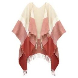 Strickponcho Lascana, rosa (hellbeige, mauve), Damen, Strick, Obermaterial: 100% Polyacryl, colorblocking, Pullover, Poncho, Cape in kuscheliger Qualität mit Fransen, Fransentuch, Schal