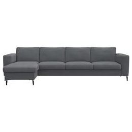 Ecksofa FLEXLUX "Fiore, L-Form" Sofas Gr. B/H/T: 295cm x 85cm x 159cm, Lederoptik, Chaiselongue links, grau (elephant gre) breite Armlehnen, Kaltschaum, Füße Alu+schwarz