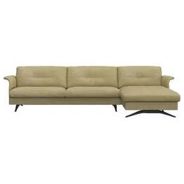 Ecksofa FLEXLUX "Glow, super bequem durch hochwertigem Sitzaufbau mit Federkern, L-Form" Sofas Gr. B/H/T: 305cm x 81cm x 158cm, Bouclé, Chaiselongue rechts, gelb (mustard yellow) Modernes skandinavisches Design