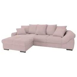 Ecksofa Inosign "Livorno DuraFlex" Sofas Gr. B/H/T: 266cm x 66cm x 188cm, Cord, Recamiere links-Bettfunktion rechts, rosa (stripes 8626 flamingo) inkl. Hochschläfer-Bettauszug, XL-Bettkasten weiß beschichtet