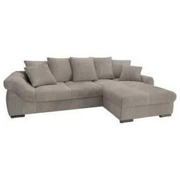 Ecksofa Inosign "Livorno DuraFlex" Sofas Gr. B/H/T: 266cm x 66cm x 188cm, Velours, Recamiere rechts-Bettfunktion links, grau (dolce 4 taupe) inkl. Hochschläfer-Bettauszug, XL-Bettkasten weiß beschichtet